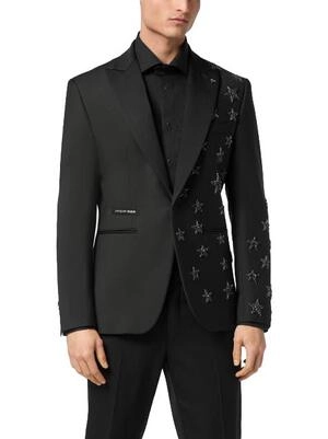 Philipp Plein Wool Blazer Lord Fit Stars - Black