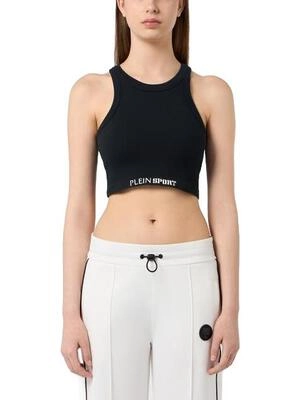 PLEIN SPORT Ribbed Tank Top - Black