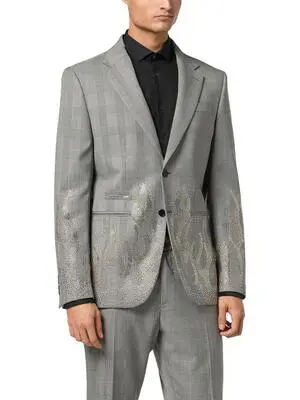 Philipp Plein English Check Blazer Ls Strass Flame - Black/turquoise