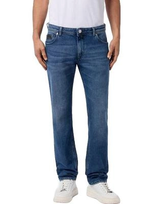 BILLIONAIRE Super Straight Cut Jeans With Leather Details - Middleblue