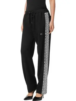Philipp Plein Jersey Jogging Pants Crystal - Black