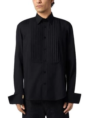 BILLIONAIRE Gold Cut Tuxedo Shirt - Black