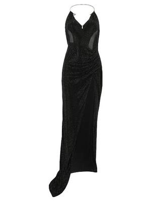 Philipp Plein Multicutting Maxi Dress Piercing Strass - Black
