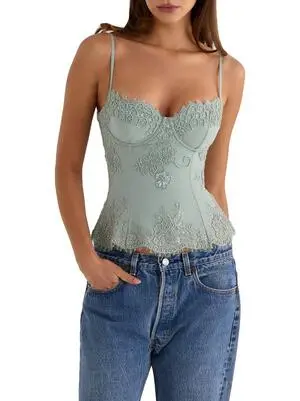 House Of Cb Soraya Embellished Georgette Top - Jade