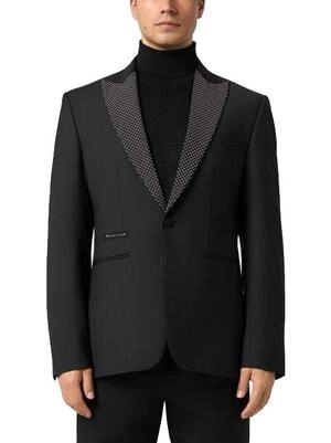 Philipp Plein Blazer With Lapel Studs - Black