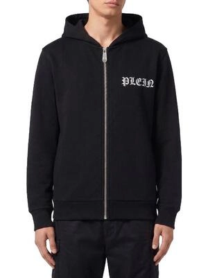 Philipp Plein Skull Stone Embellished Zip Hoodie - Black