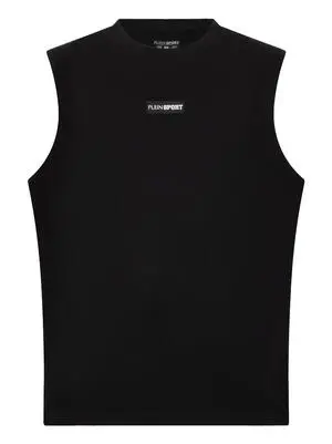 PLEIN SPORT Slub Cotton Tank Top - Black