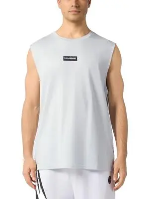 PLEIN SPORT Slub Cotton Tanktop Men Lightblue