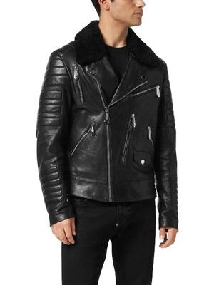 Philipp Plein Leather Biker - Black