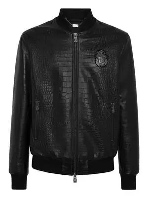 BILLIONAIRE Leather Bomber Cocco - Black