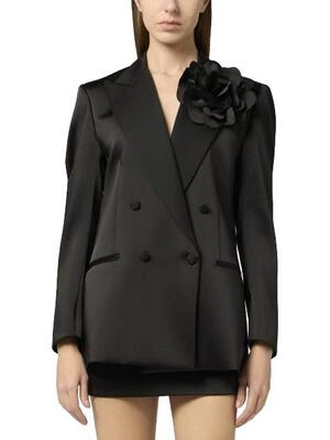 Philipp Plein Double-breasted Satin Blazer Roses - Black