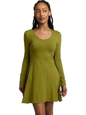 KNOWN SUPPLY Known Supply Cecelia Long Sleeve Organic Cotton Dress Olive