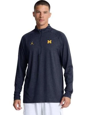 JORDAN BRAND Michigan Wolverines Dri-fit Stride Half-zip Running Top - Navy