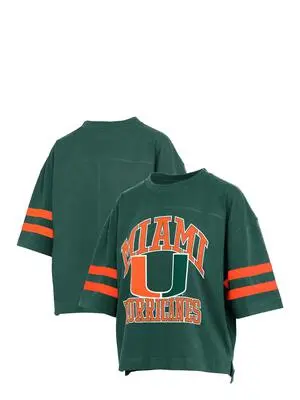 PRESSBOX Miami Hurricanes Wayne Tyler Cropped T-shirt - Green