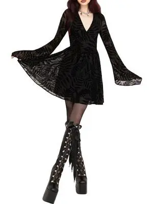 DISTURBIA Lunafern Flute Sleeve Mini Dress - Black