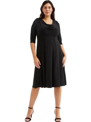 SCARLETT & JO Cowl Neck '1940s' Dress - Black