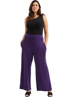 SCARLETT & JO Printed Wide Leg Lounge Pants - Purple