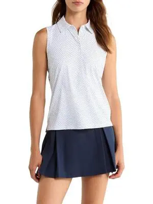 G/fore Geo 2 Silky Tech Performance Sleeveless Polo Snow/twilight