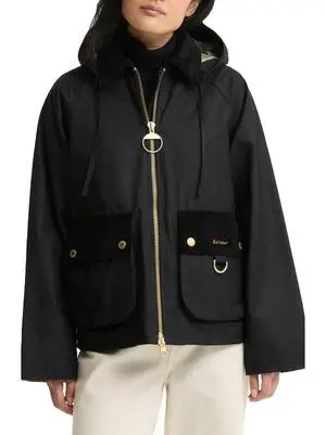 Barbour Carville Waxed Cotton Jacket Black/ancient