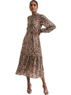 PHASE EIGHT Shimmer Leopard Print Midi Dress - Multi