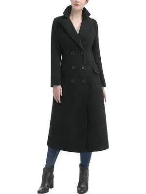 KIMI + KAI Ovie Double Breasted Wool Blend Long Coat - Black
