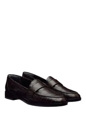 REFORMATION Kaylee Loafer With Croc Effect - Dark Chocolate Croc