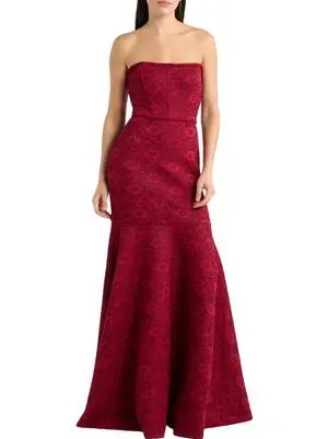 Black Halo Strapless Lace Mermaid Gown - Rouge