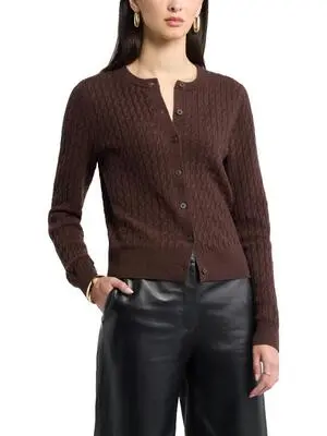 Nordstrom Cashmere Mini Cable Cardigan - Brown Mole