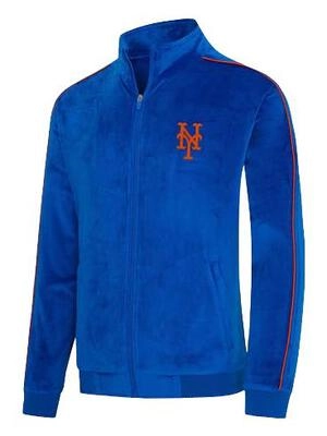 COLLEGE CONCEPTS New York Mets Archives Velour Full-zip Track Jacket - Royal