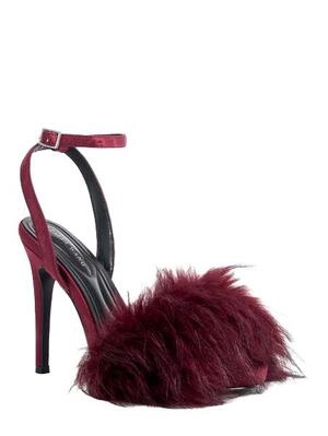 AZALEA WANG Nadia Faux Fur Pump - Burgundy