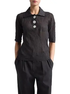 NACKIYE Sugarman Virgin Wool Rib Polo Silver