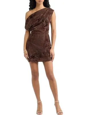 Line & Dot Anouk One-shoulder Minidress - Brown