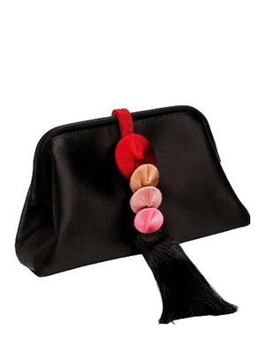 SERENA UZIYEL Alessa & Multicolor Tassel Pouch Bag - Black