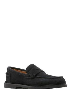 La Canadienne Waterproof Suede Shearling Penny Loafers - Black Suede