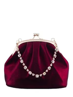 Nina Maura-m Crystal Handle Frame Clutch - Bordeaux