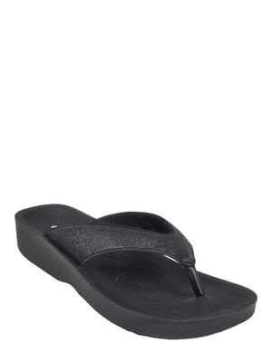 AEROTHOTIC Crystal Mist Embellished Flip Flops - Black