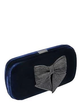 SERENA UZIYEL Fiocco Velvet Clutch - Navy
