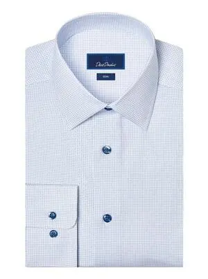 DAVID DONAHUE Slim Fit Stretch Micro Geo Print Dress Shirt