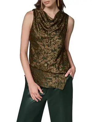 Donna Karan New York Drape Neck Burnout Top - Black Fore