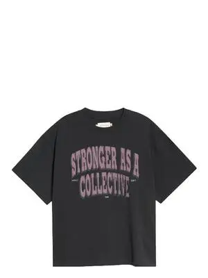 HONOR THE GIFT Stronger As A Collective Cotton Graphic T-shirt - Black