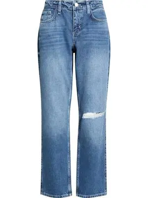 L'Agence Nevia Ripped Slouchy Straight Leg Jeans - Atlantis Destruct
