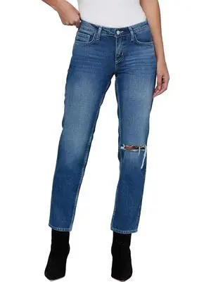 L'Agence Nevia Ripped Slouchy Straight Leg Jeans - Atlantis Destruct