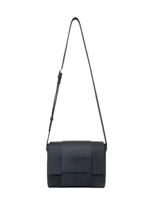 Écotorie Ecotorie Iris Leather Crossbody Bag With Woven Panels Black