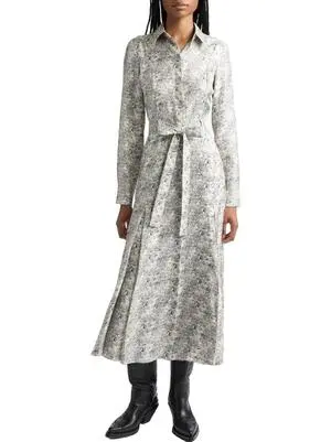 Gabriela Hearst Galway Long Sleeve Silk Shirtdress - Ivory Multi