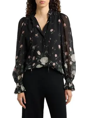 Kobi Halperin Jack Ruffled Floral Top - Black Multi