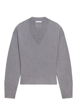 Helmut Lang Cotton V-neck Sweater - Grey Melange