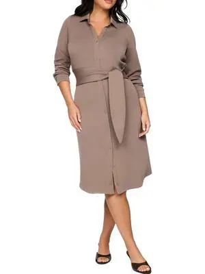 Spanx Long Sleeve Knit Shirtdress - Ironstone