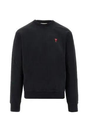 AMI Paris De Coeur Embroidery Crewneck Sweatshirt - Black
