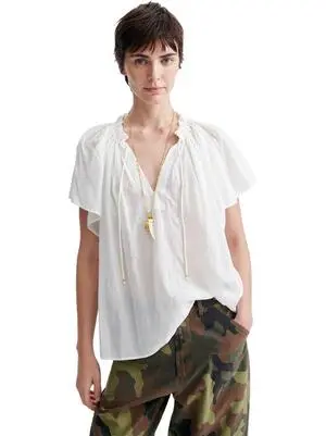 Vanessa Bruno Halisson Embroidered Tie-neck Blouse - Ecru