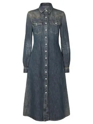 Fendi Midi Shirt Dress In Bananatex® Denim - Blue
